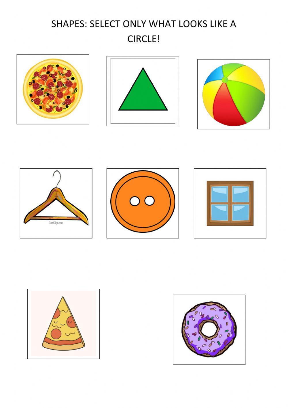 Select only what looks like a Circle | LiveWorksheets