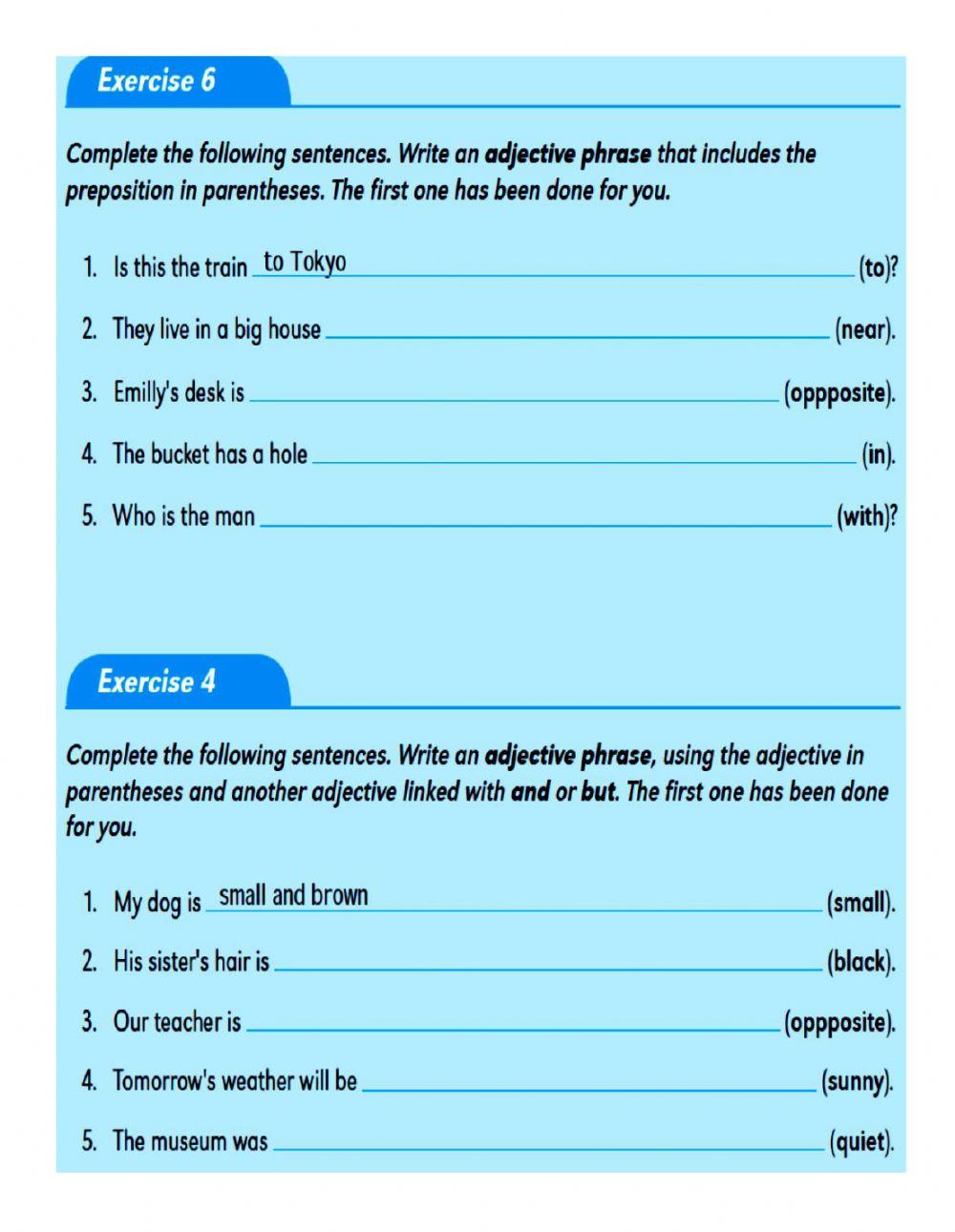 ADJECTIVE PHRASE online exercise for | Live Worksheets