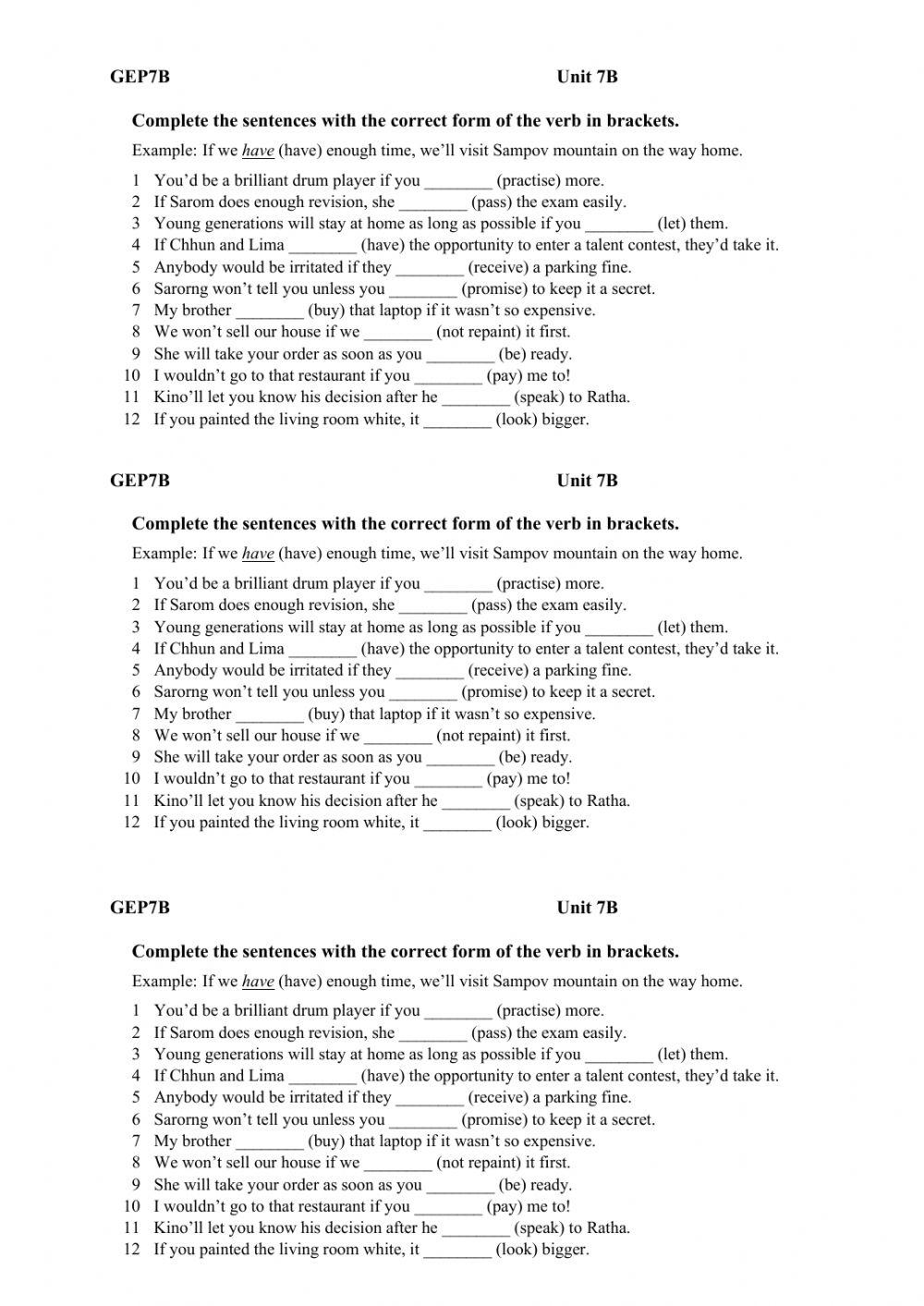 GEP7B 7B Grammar quiz 0911 | Phorn | Live Worksheets