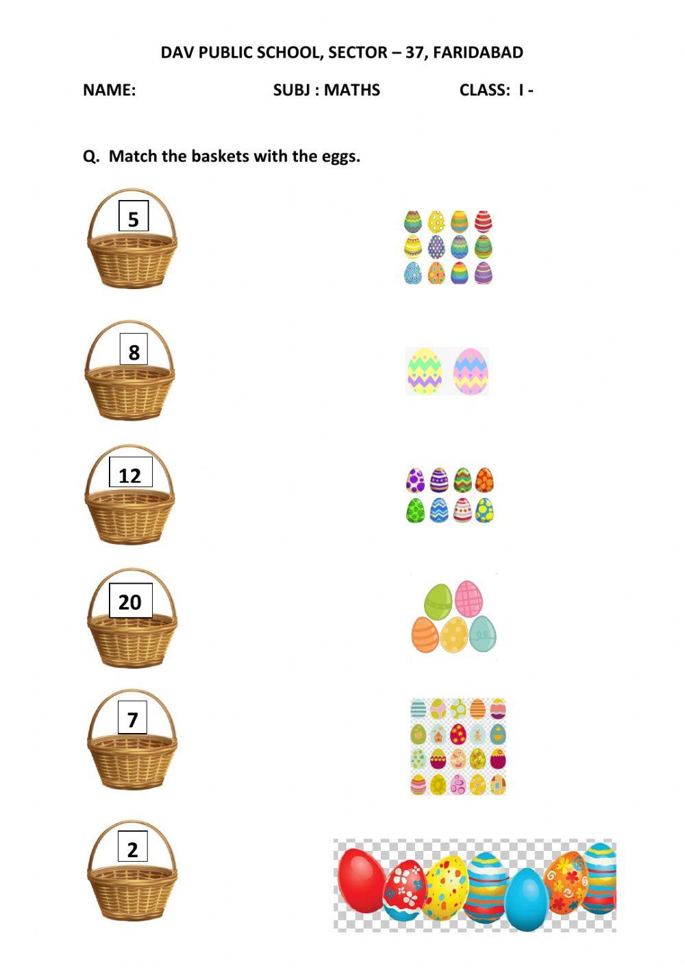 Match the eggs worksheet | Live Worksheets