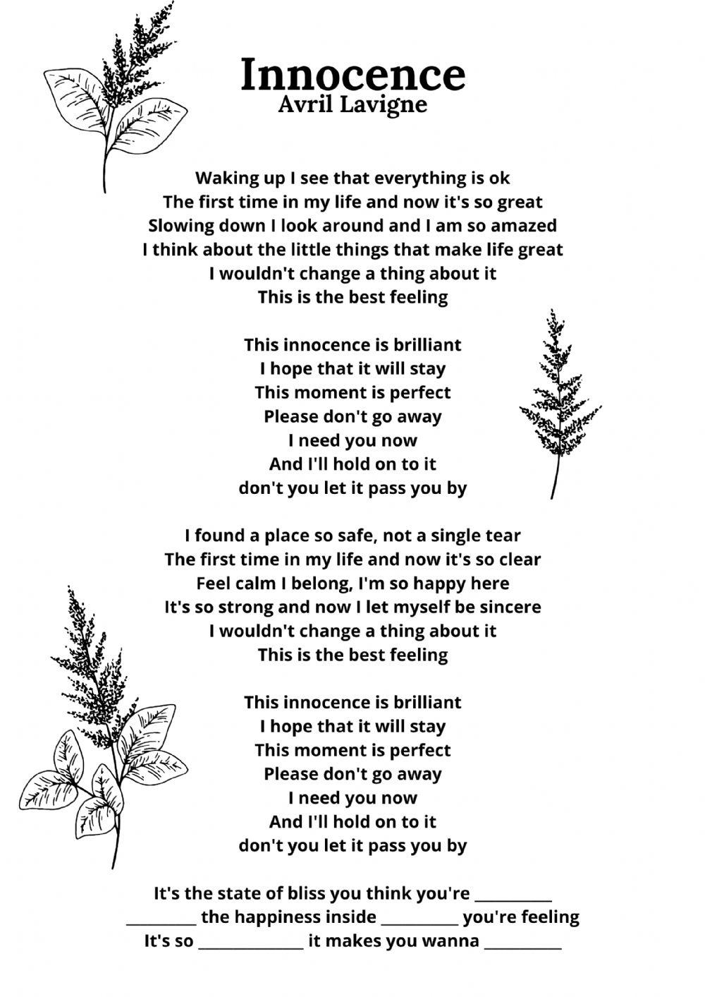 Innocence - Avril 299318 | laisba | Live Worksheets