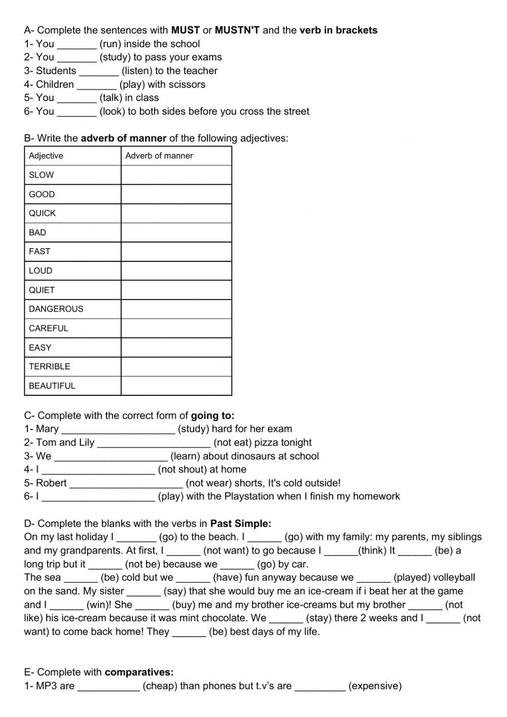 Repaso online worksheet for 2nd form | Live Worksheets