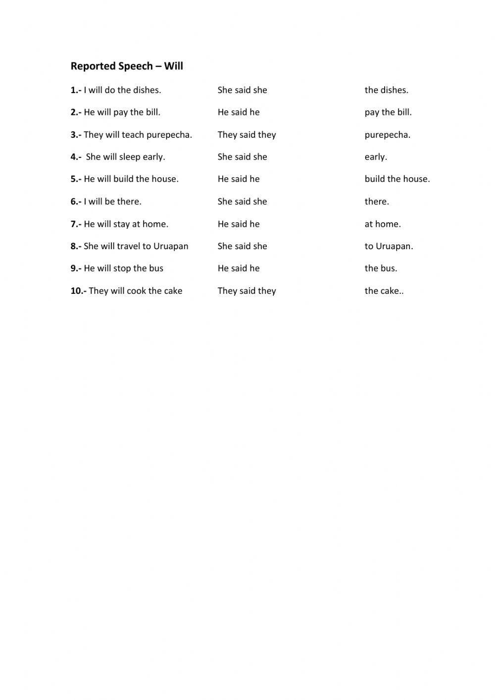 Reported Speech… | Free Interactive Worksheets | 314757