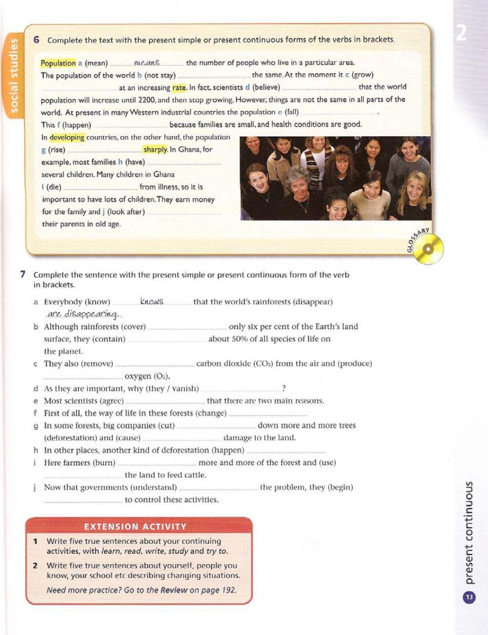 Present Simple or Present Continuous worksheet | Live Worksheets