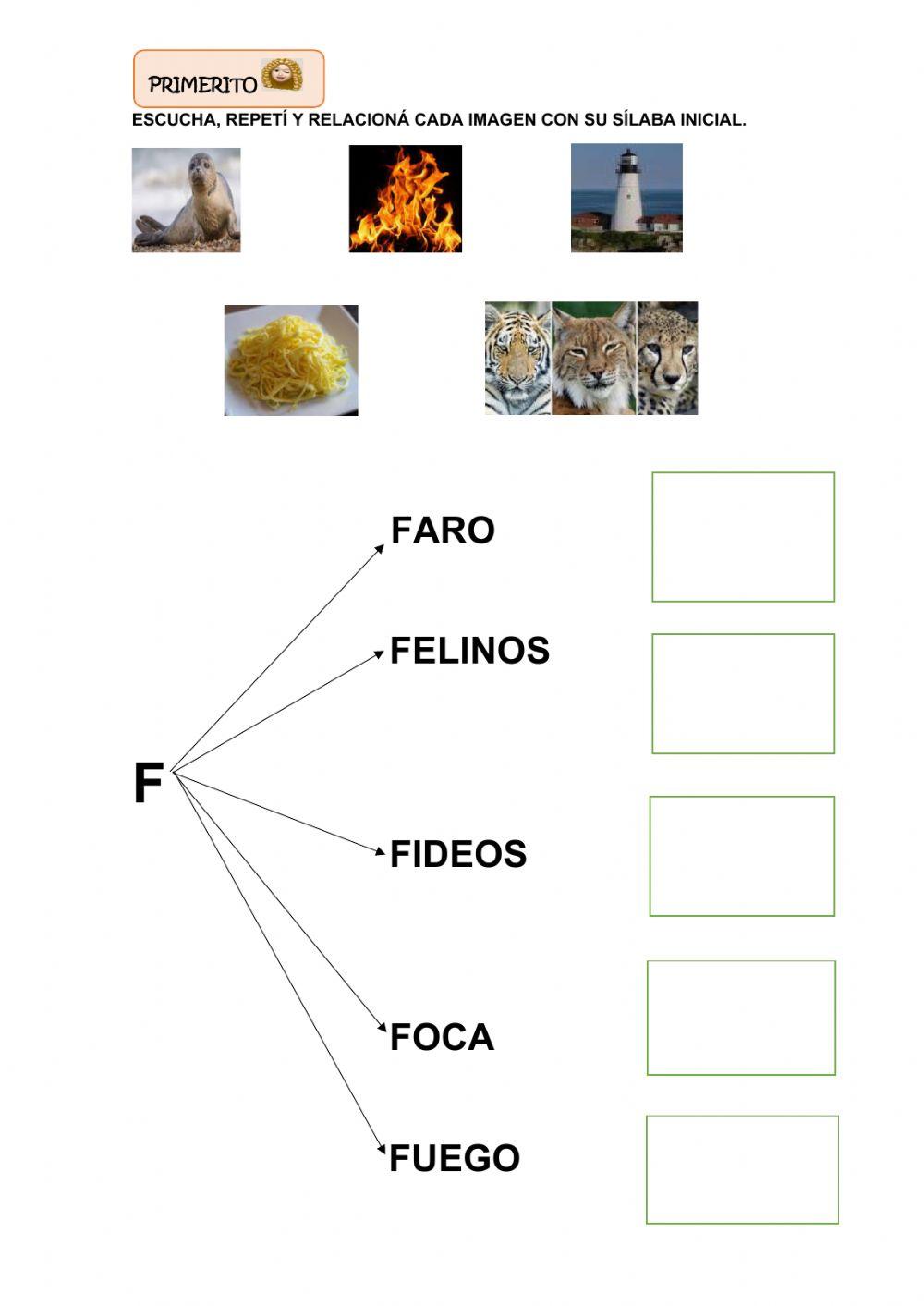 Letra f primer grado exercise | Live Worksheets