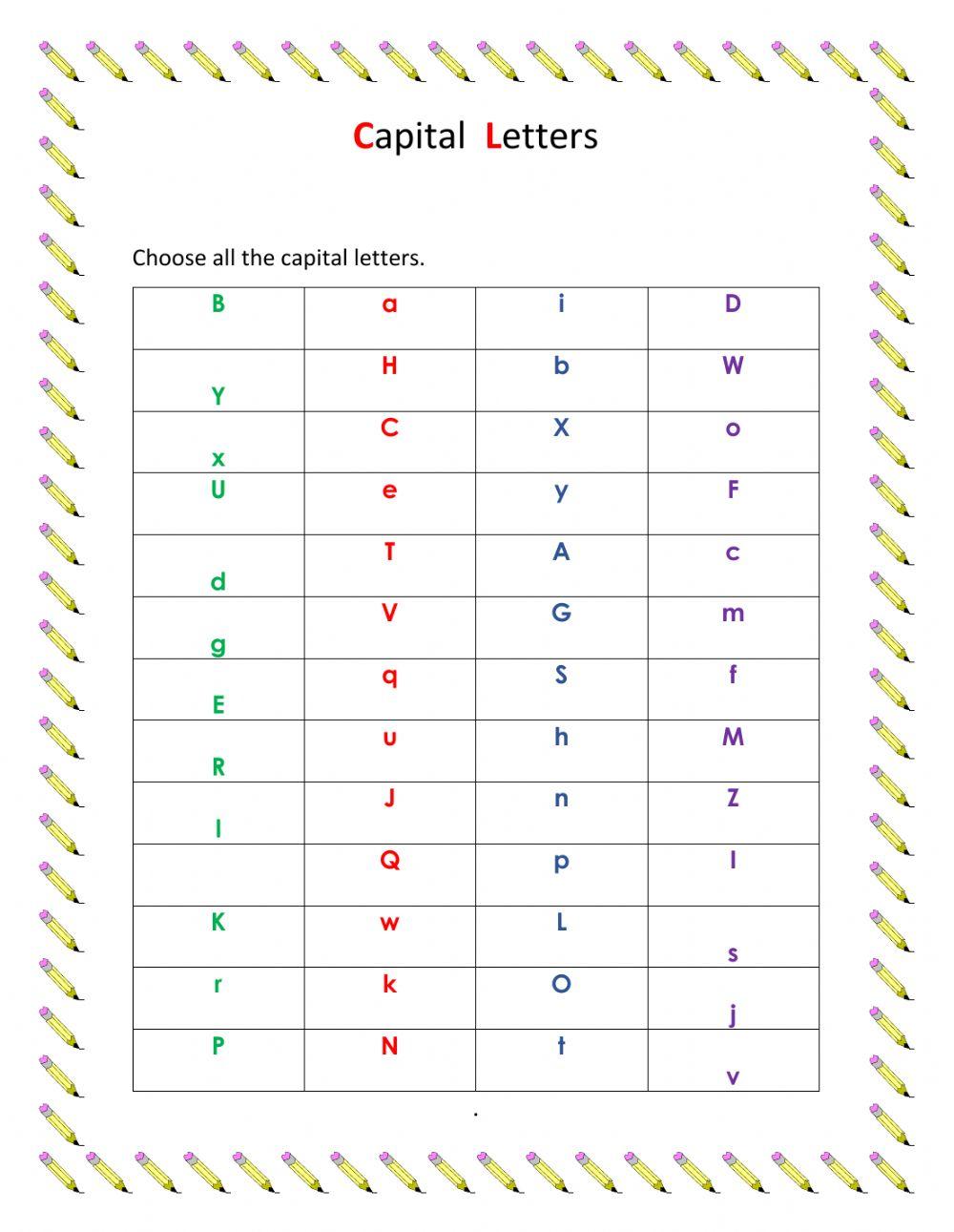 Capital letters | Free Interactive Worksheets | 321759