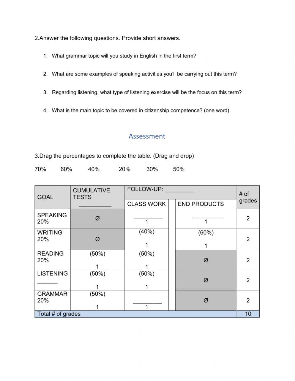 10th Course General Guidelines worksheet | Live Worksheets
