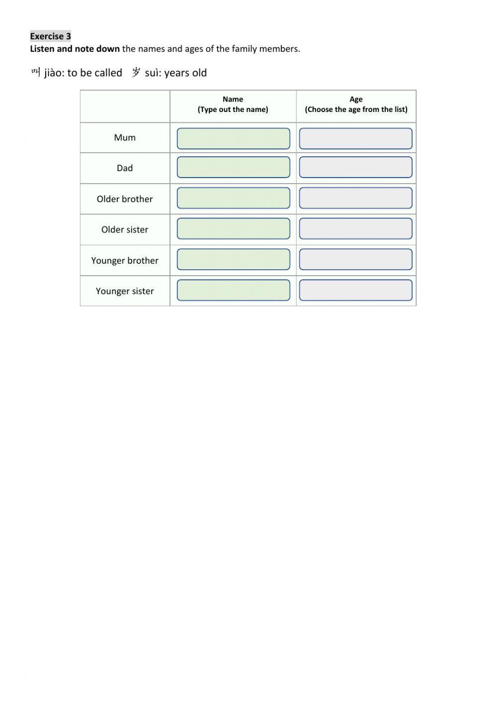 Y7 My Family 01 worksheet | Live Worksheets