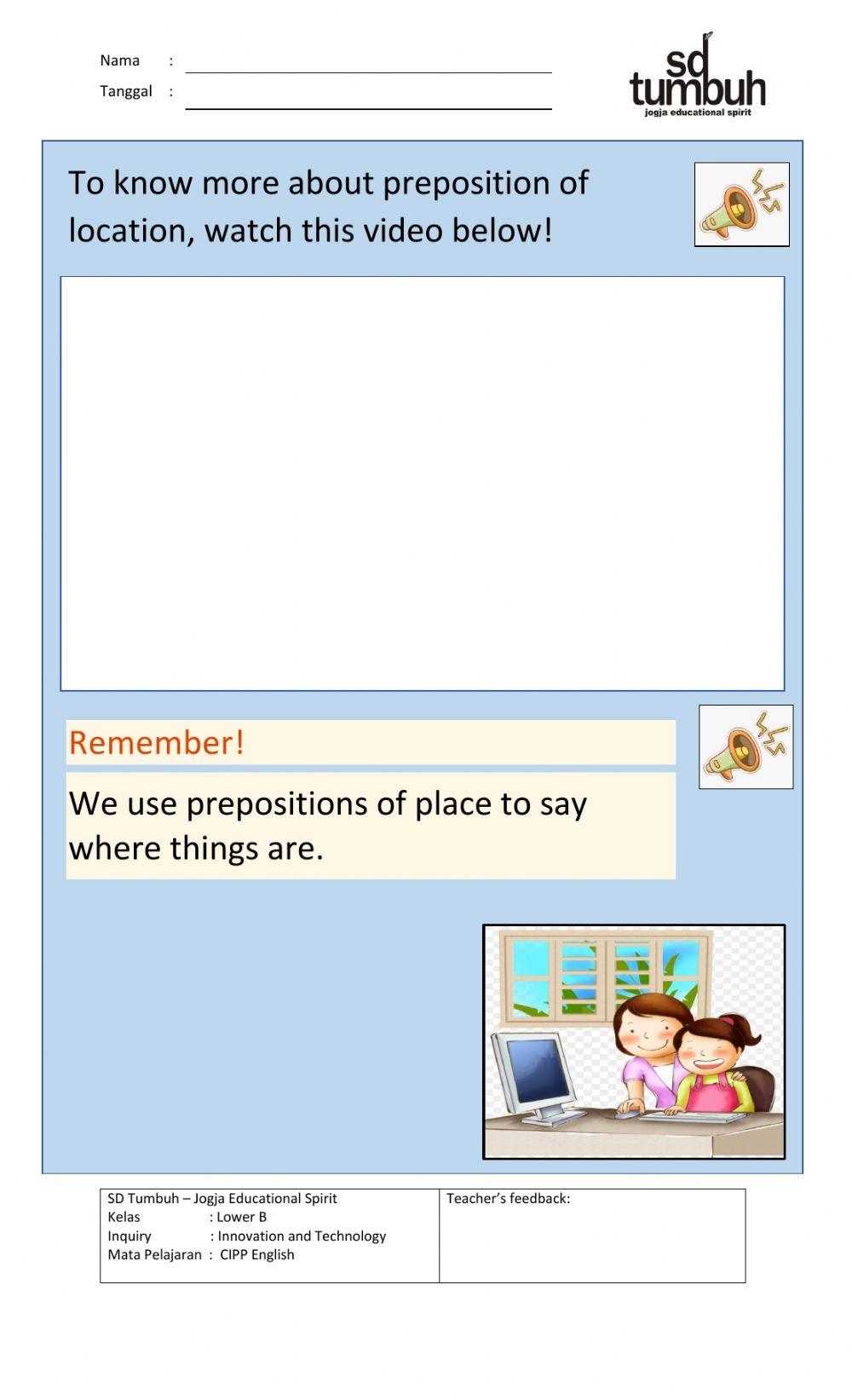 Preposition of location - c worksheet | Live Worksheets