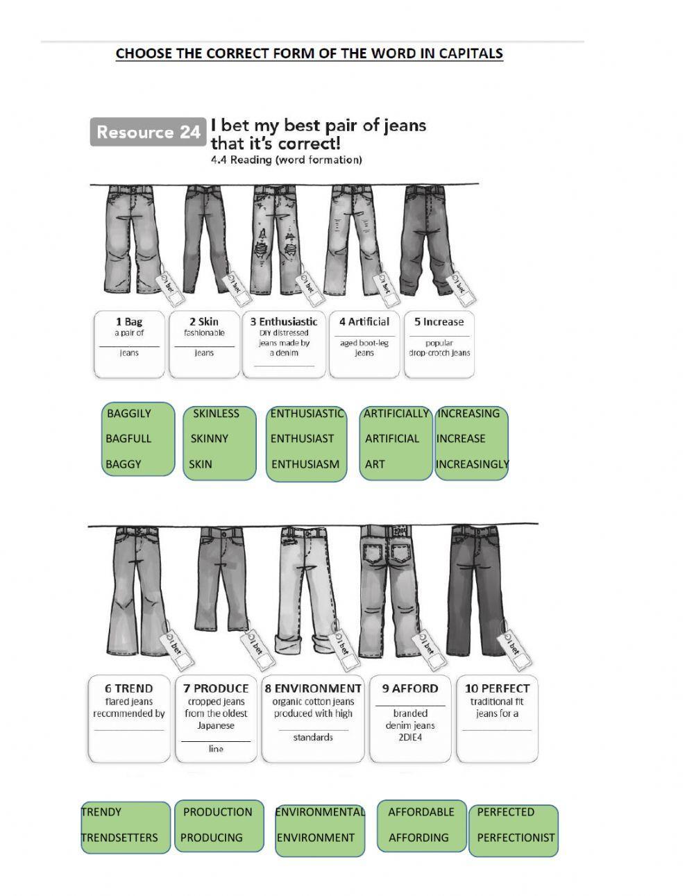 My best pair of jeans worksheet | Live Worksheets