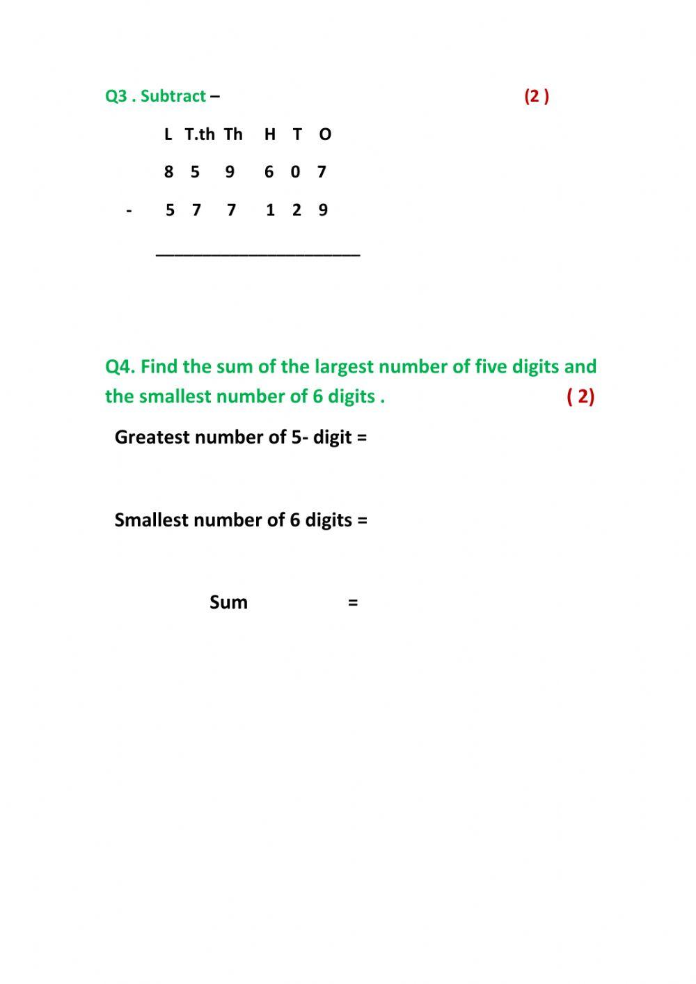 Addition and subtraction interactive worksheet for CLASS-IV | Live ...