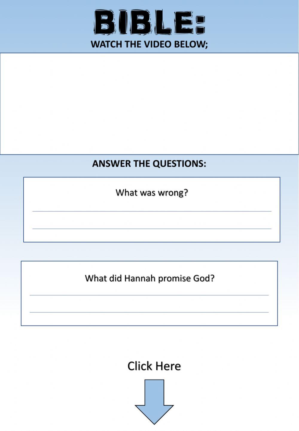 WEEK 24: MONDAY: Hannah worksheet | Live Worksheets