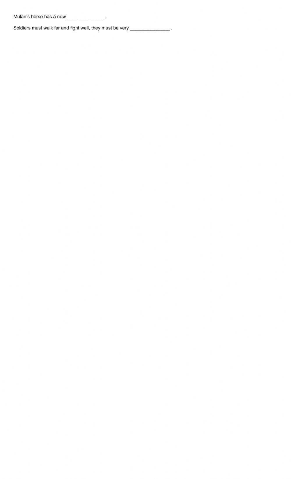 Mulan Chapter 2 interactive worksheet | Live Worksheets