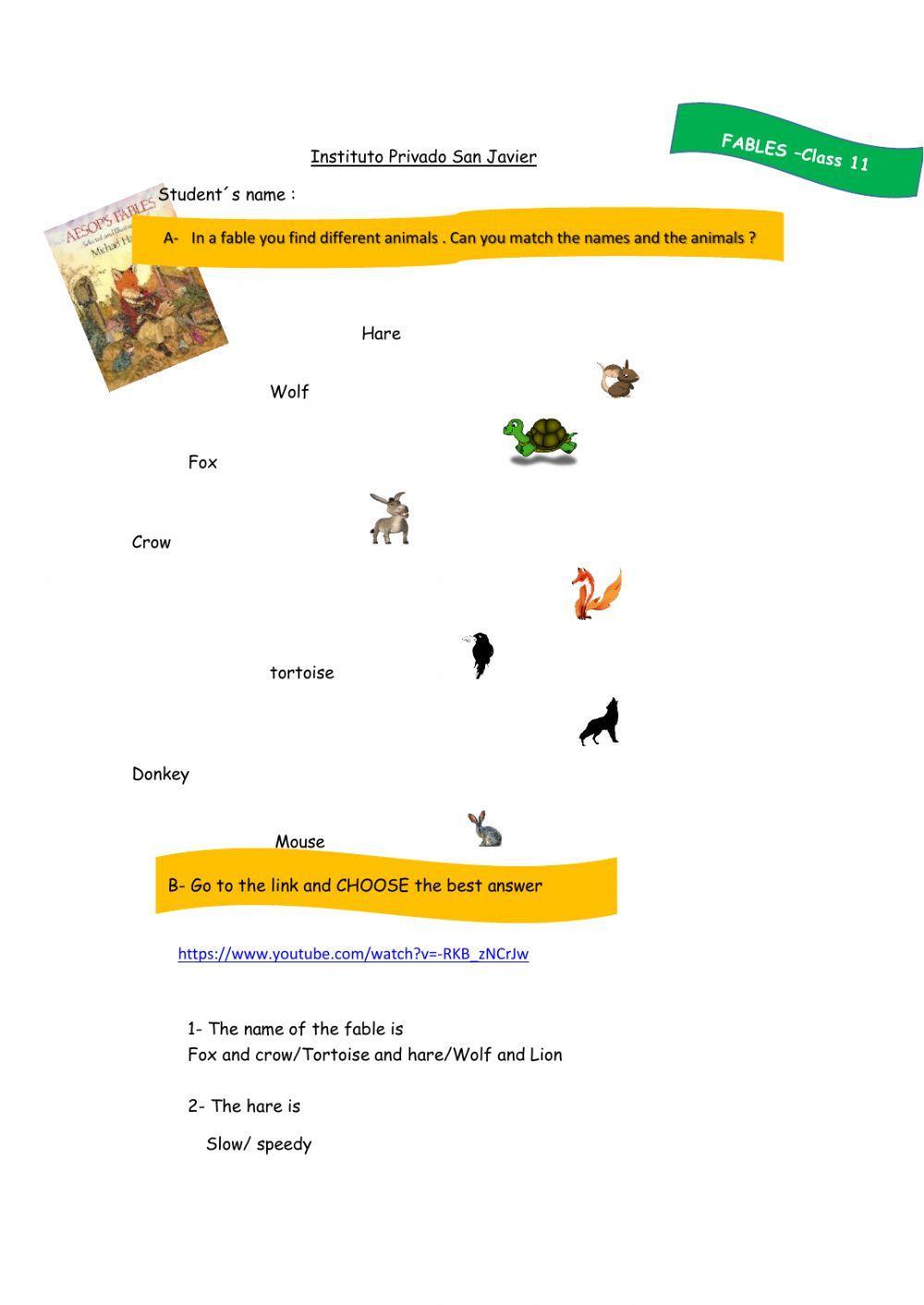 Intro to Fables 322682 | patito20 | Live Worksheets