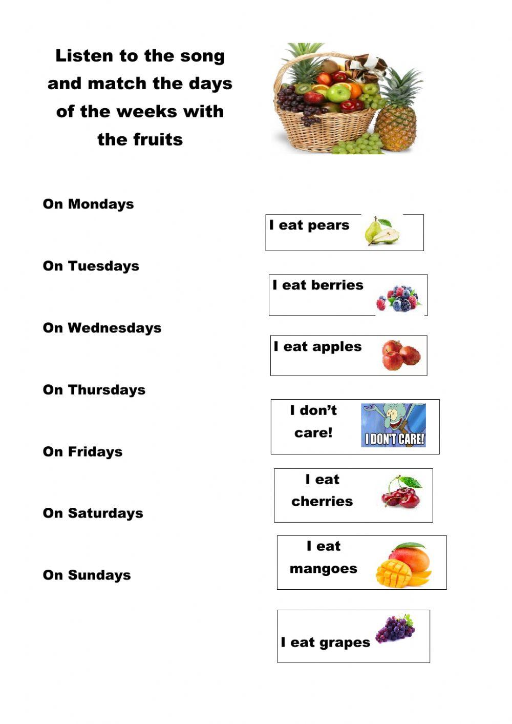 Listen to the song and match worksheet | Live Worksheets