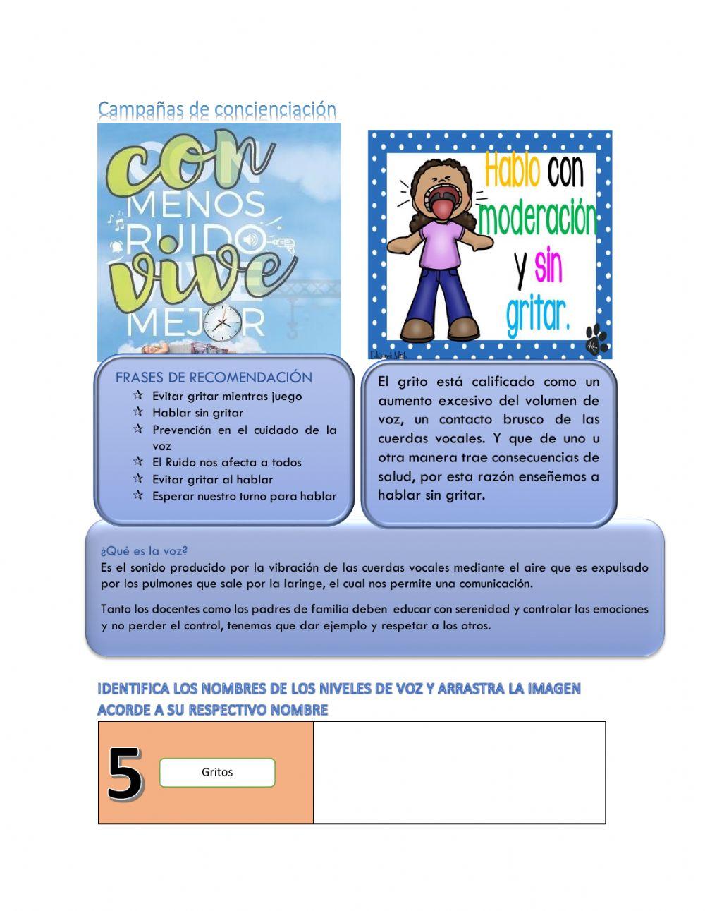 Campaña contra el ruido worksheet | Live Worksheets