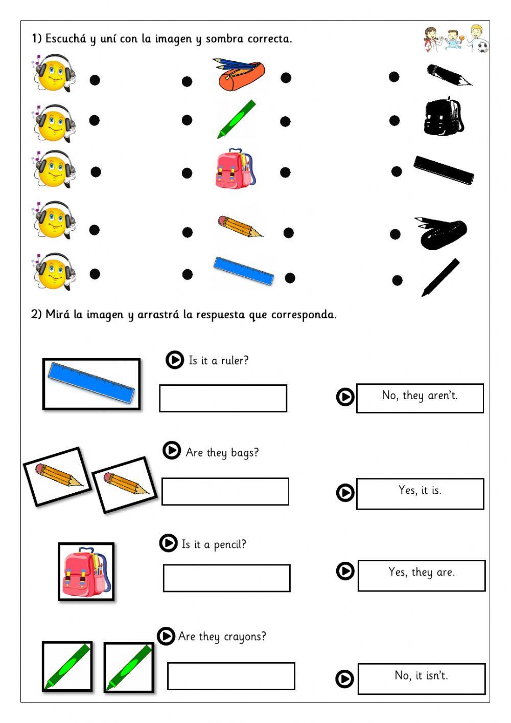 Extra 1st - School Objects interactive worksheet | Live Worksheets