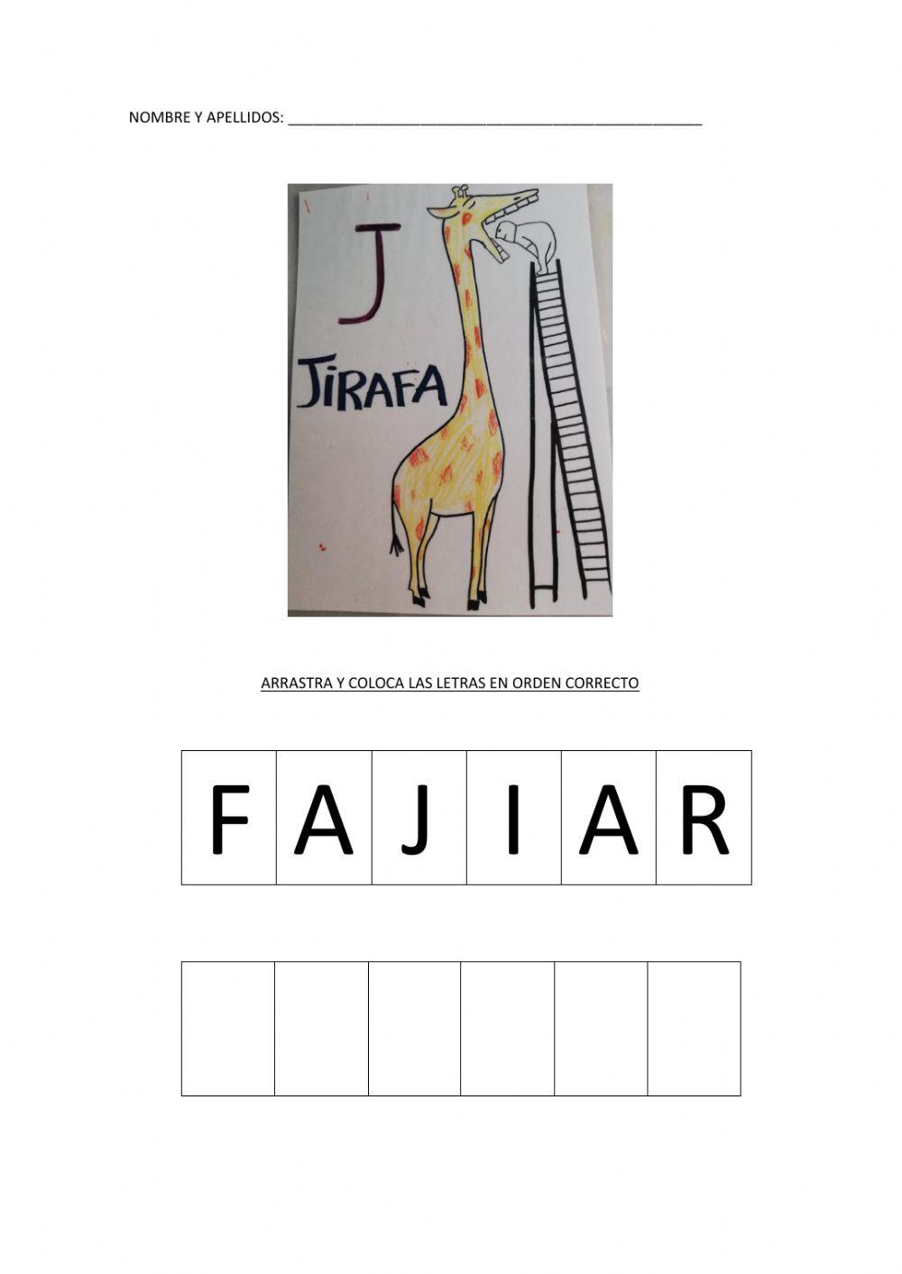 Letras jirafa worksheet | Live Worksheets