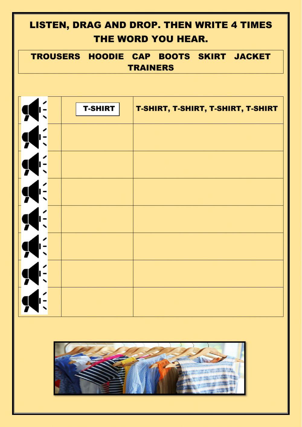 Listen, drag, drop and write worksheet | Live Worksheets