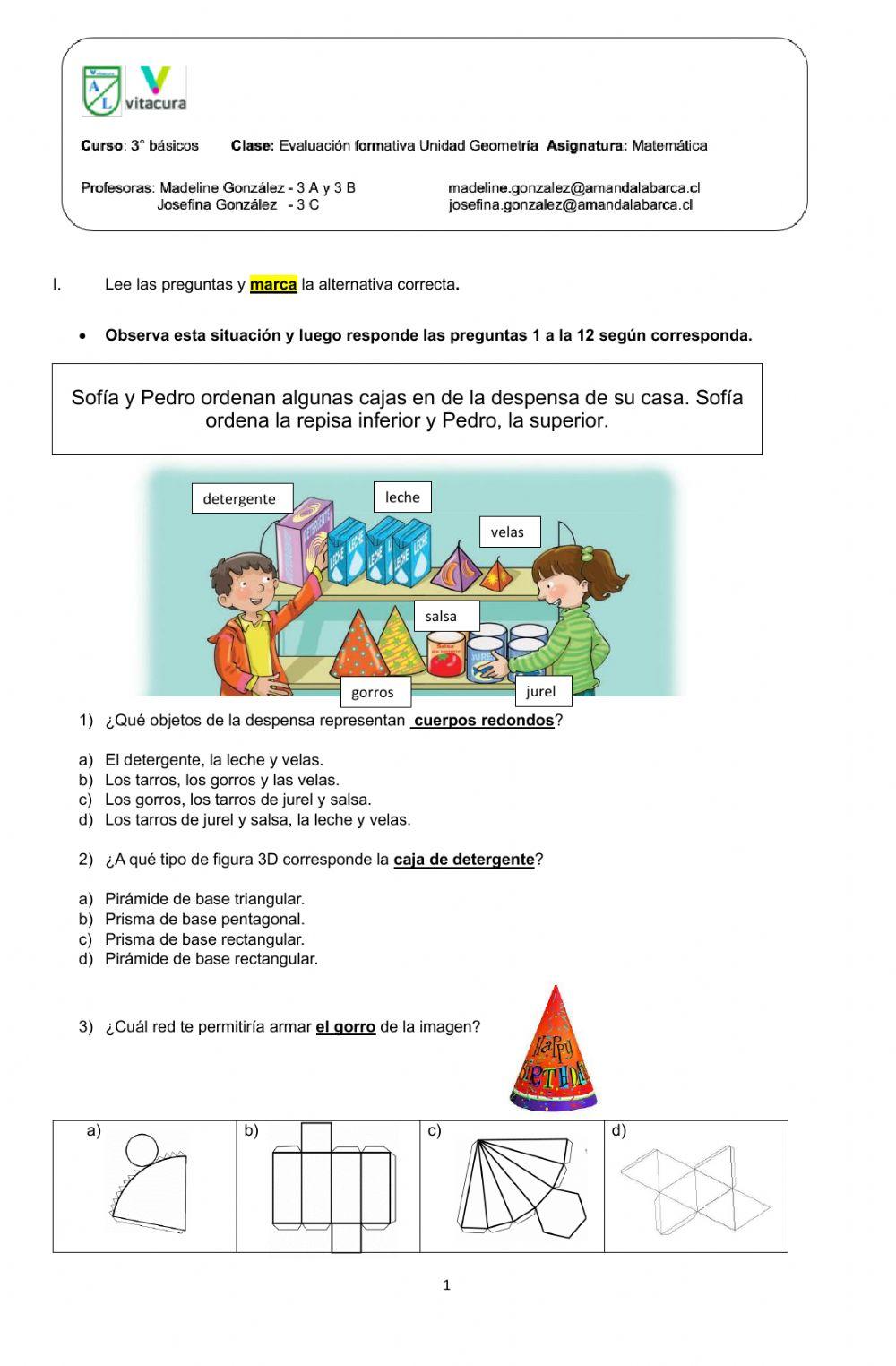 Evaluación formativa geometría worksheet | Live Worksheets