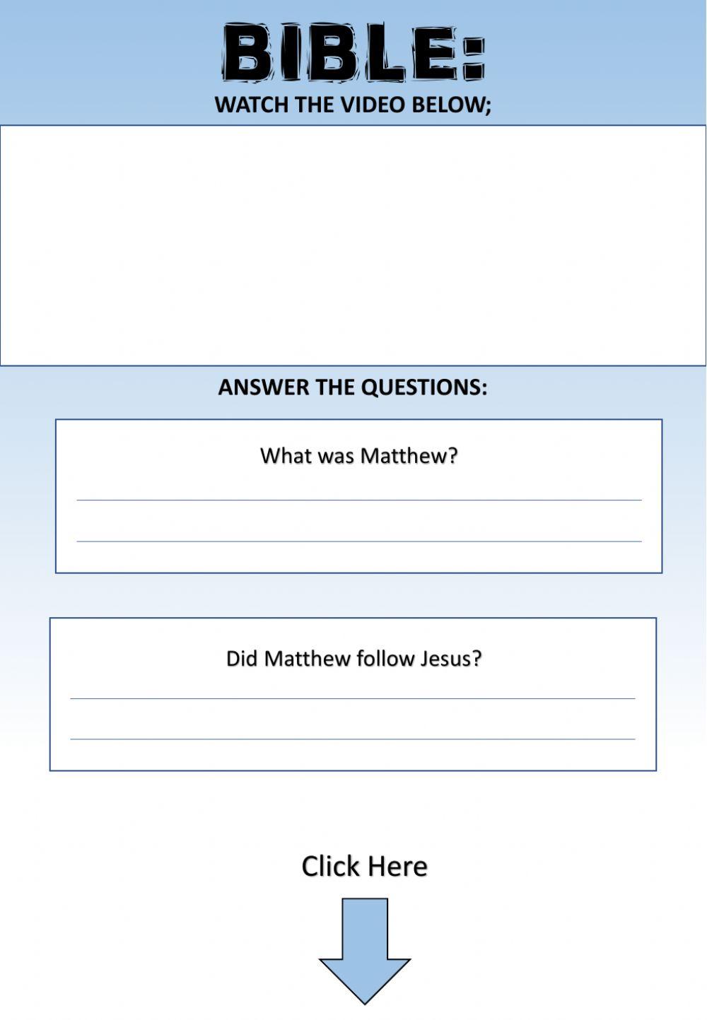 WEEK 24: WEDNESDAY: Matthew worksheet | Live Worksheets
