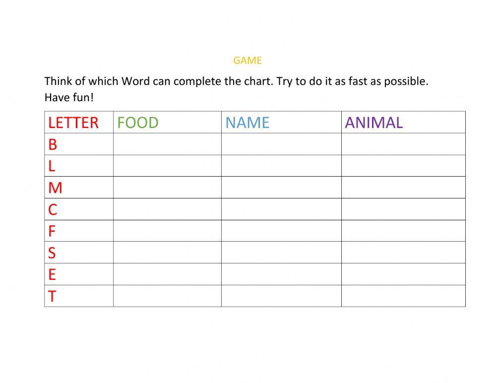 Game activity | Live Worksheets