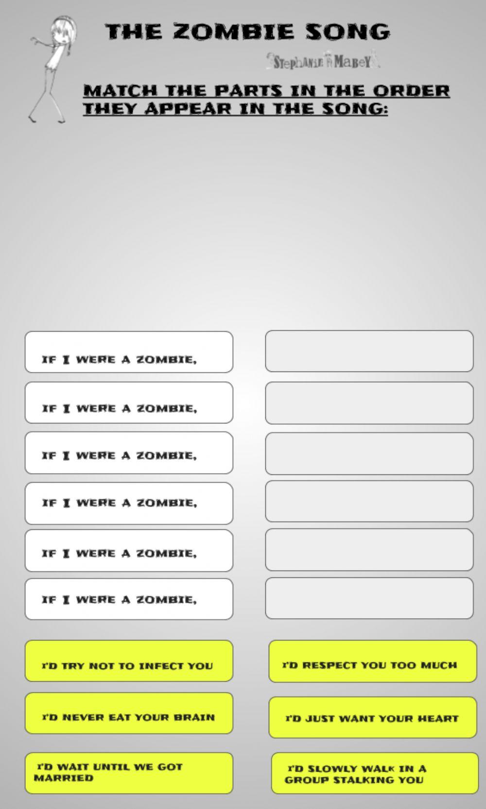 The Zombie Song worksheet | Live Worksheets