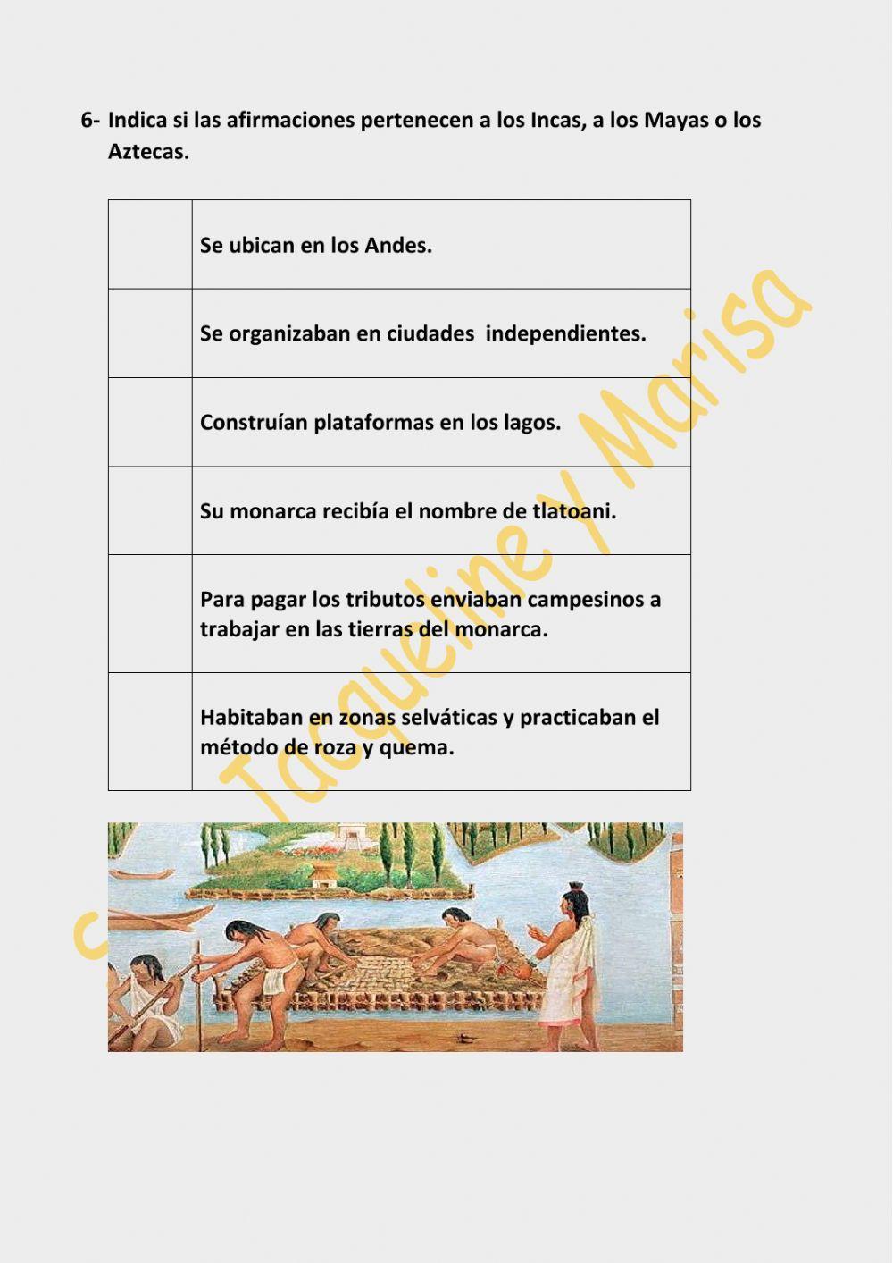 Aztecas, Incas … | Free Interactive Worksheets | 324966