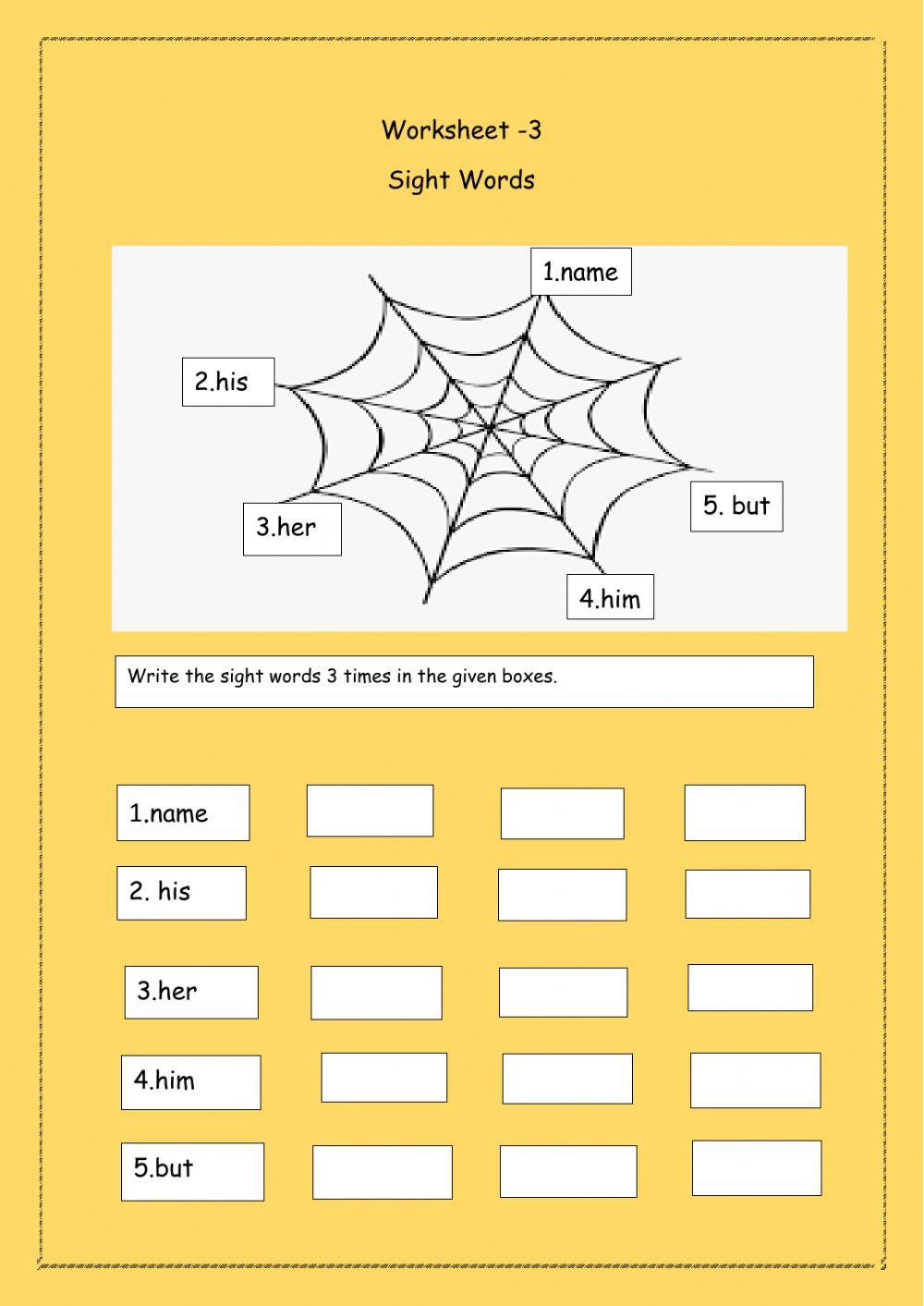 Sight Words online pdf worksheet for Kindergarten | Live Worksheets