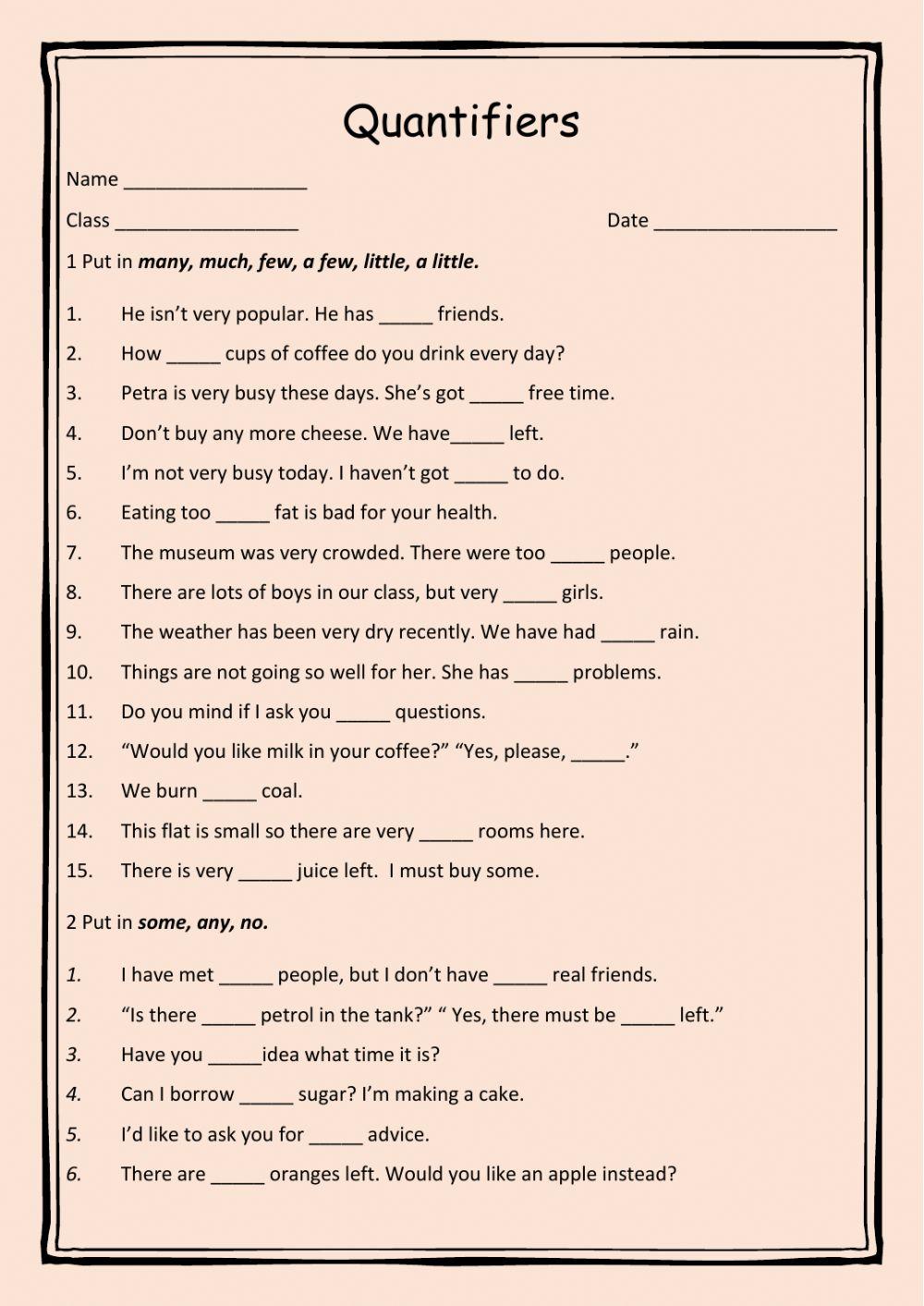 Quantifiers | Free Interactive Worksheets | 325224