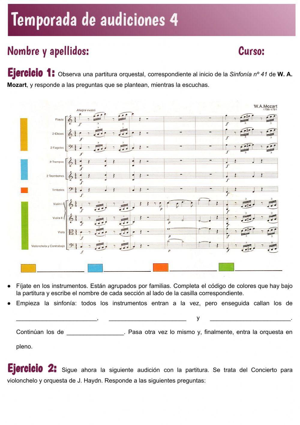 Temporada de audiciones 4 worksheet | Live Worksheets