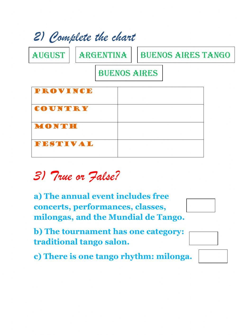 Tango activity | Live Worksheets