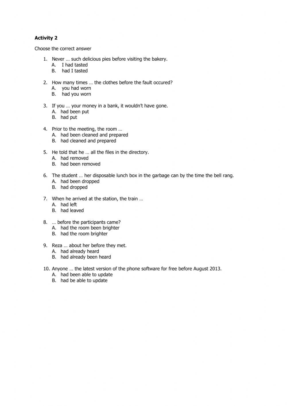 Past Perfect week 2 325717 | Ahmila Novita