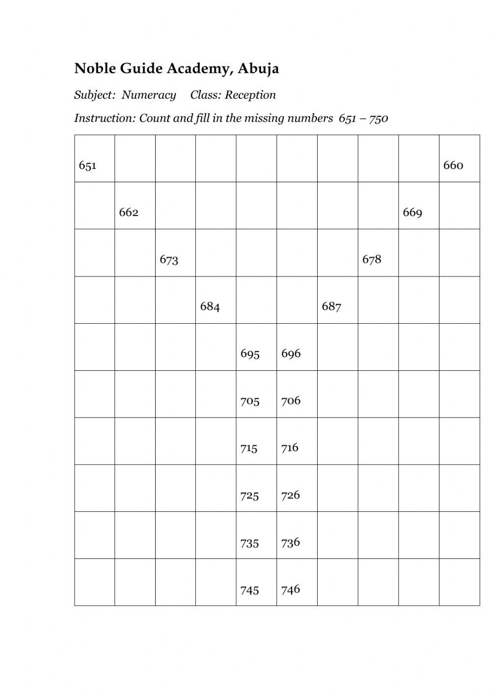 Fill in the missing number interactive worksheet | Live Worksheets