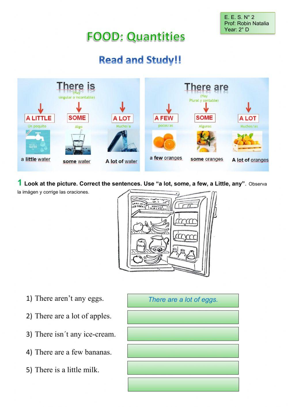 Food- Quantities | Free Interactive Worksheets | 2143690
