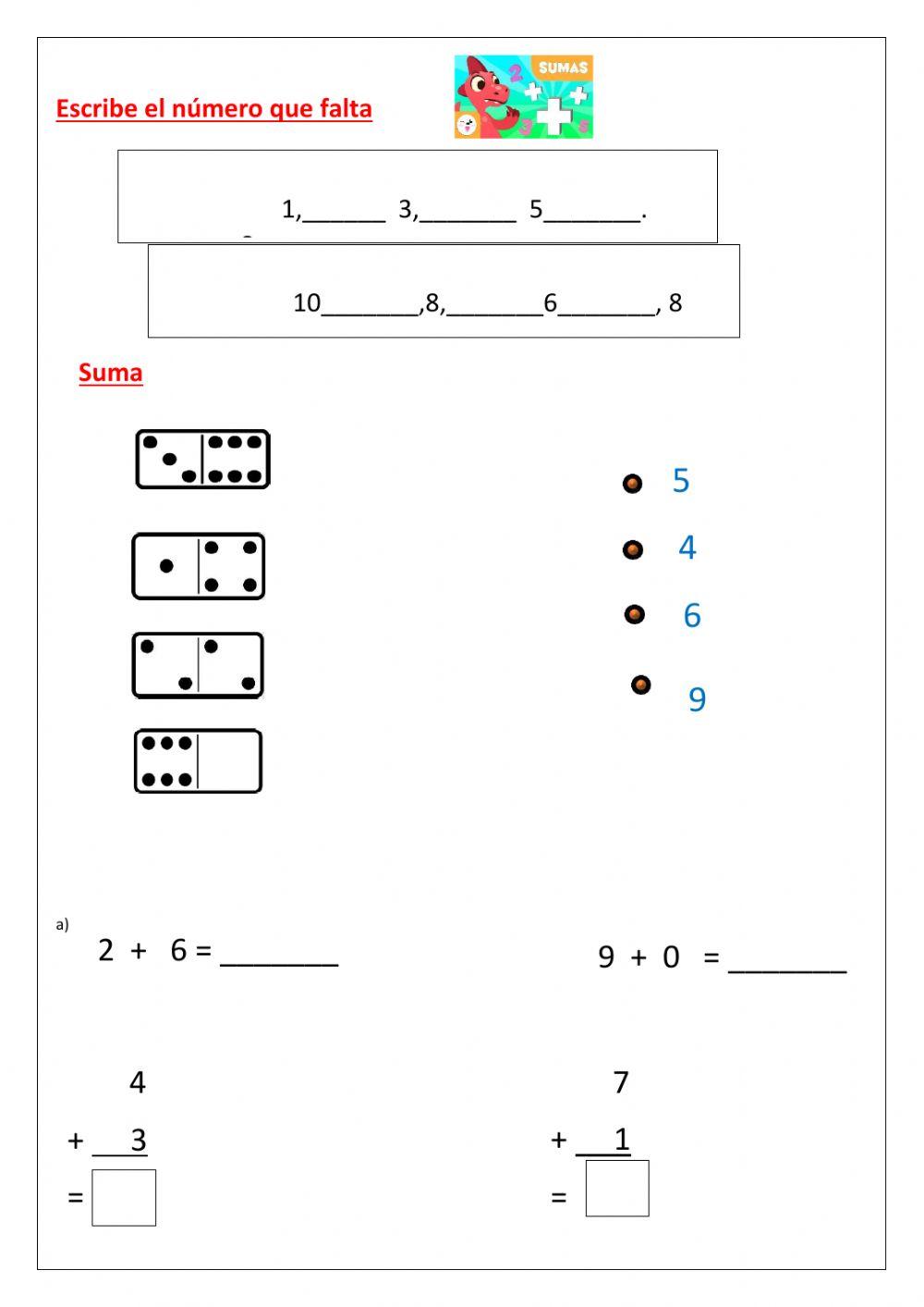 Suma activity for primero | Live Worksheets