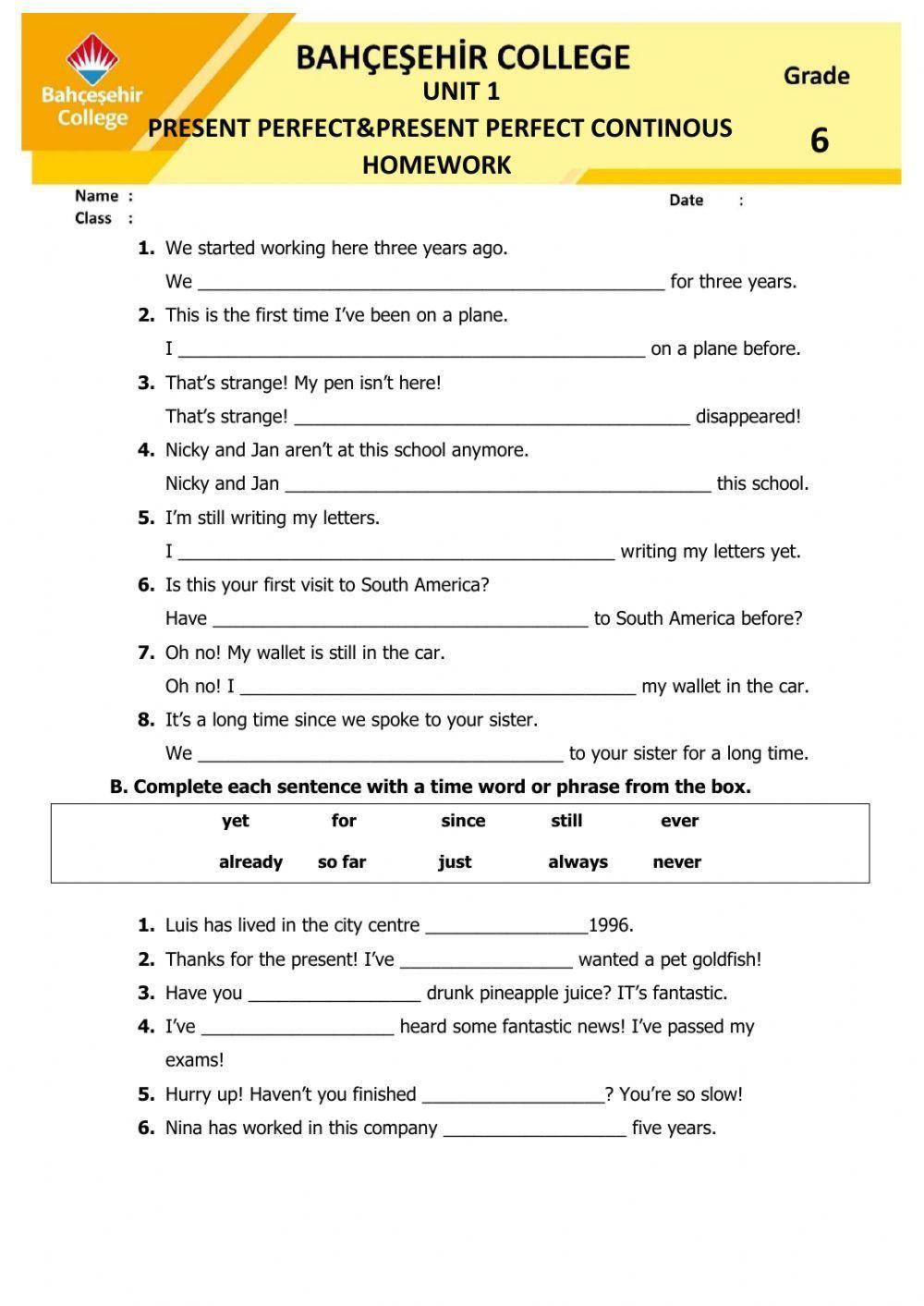 Present Perfect Tense&Present Perfect Cont | esinboz