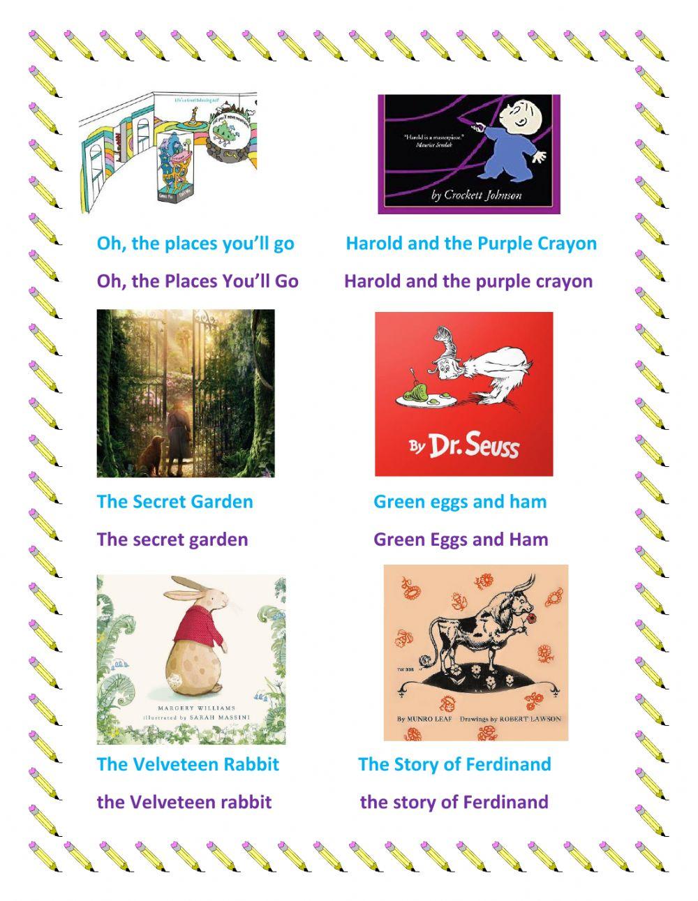 Titles of books | Free Interactive Worksheets | 327071