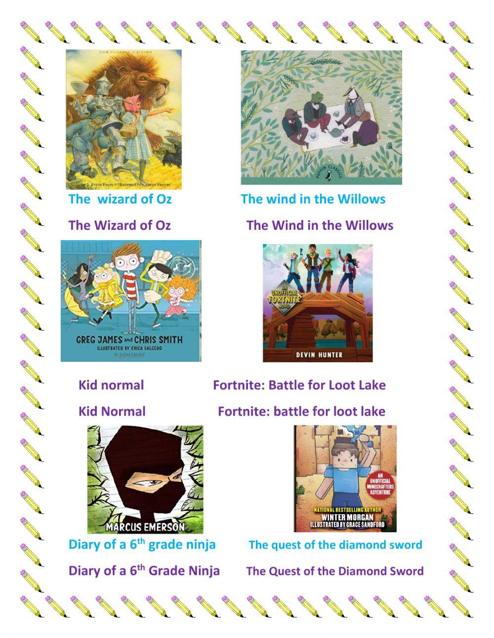 Titles of books | Free Interactive Worksheets | 327071