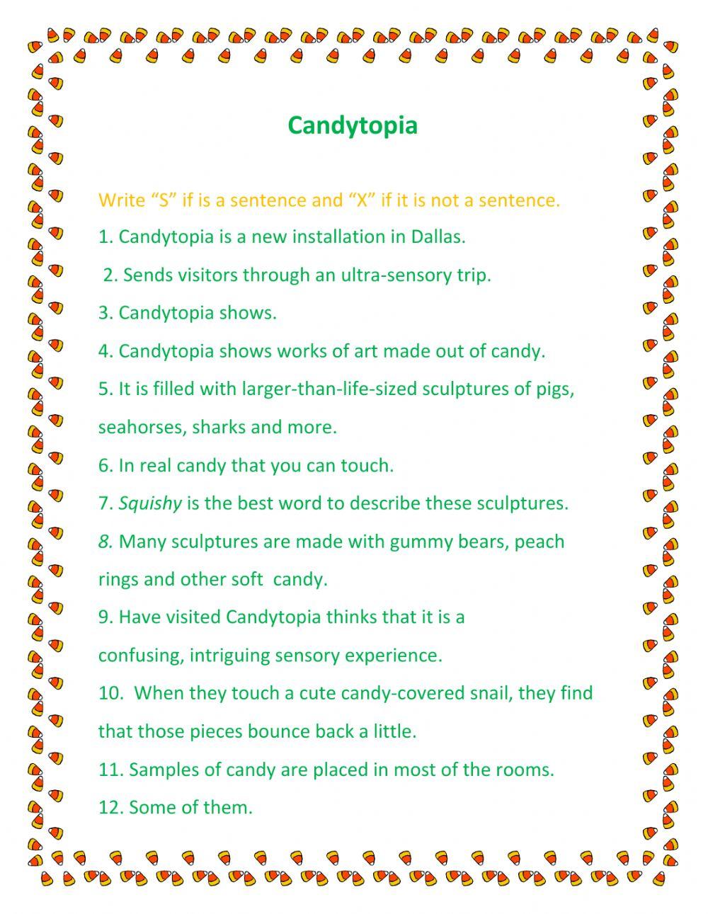 Candytopia worksheet | Live Worksheets