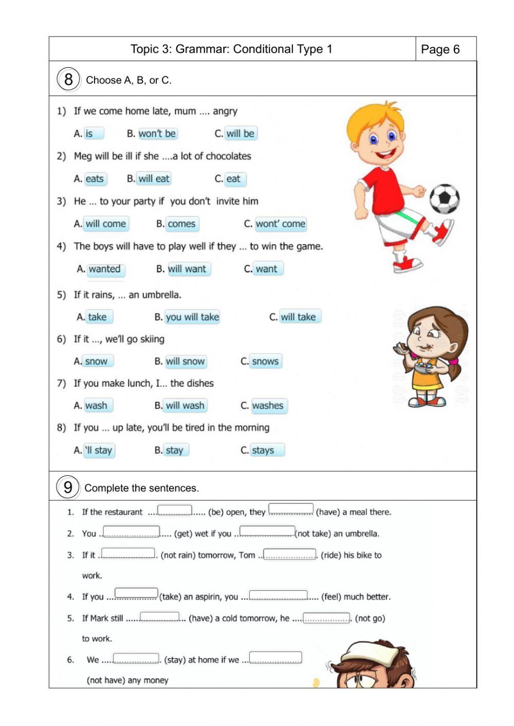 Conditional 1 activity for g3 | Live Worksheets