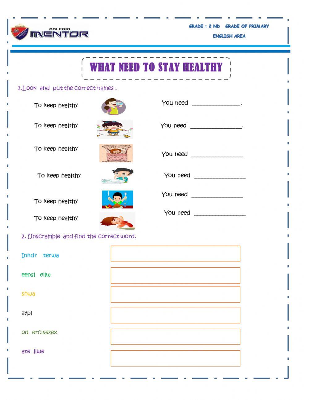 What we need to stay healthy interactive worksheet | Live Worksheets