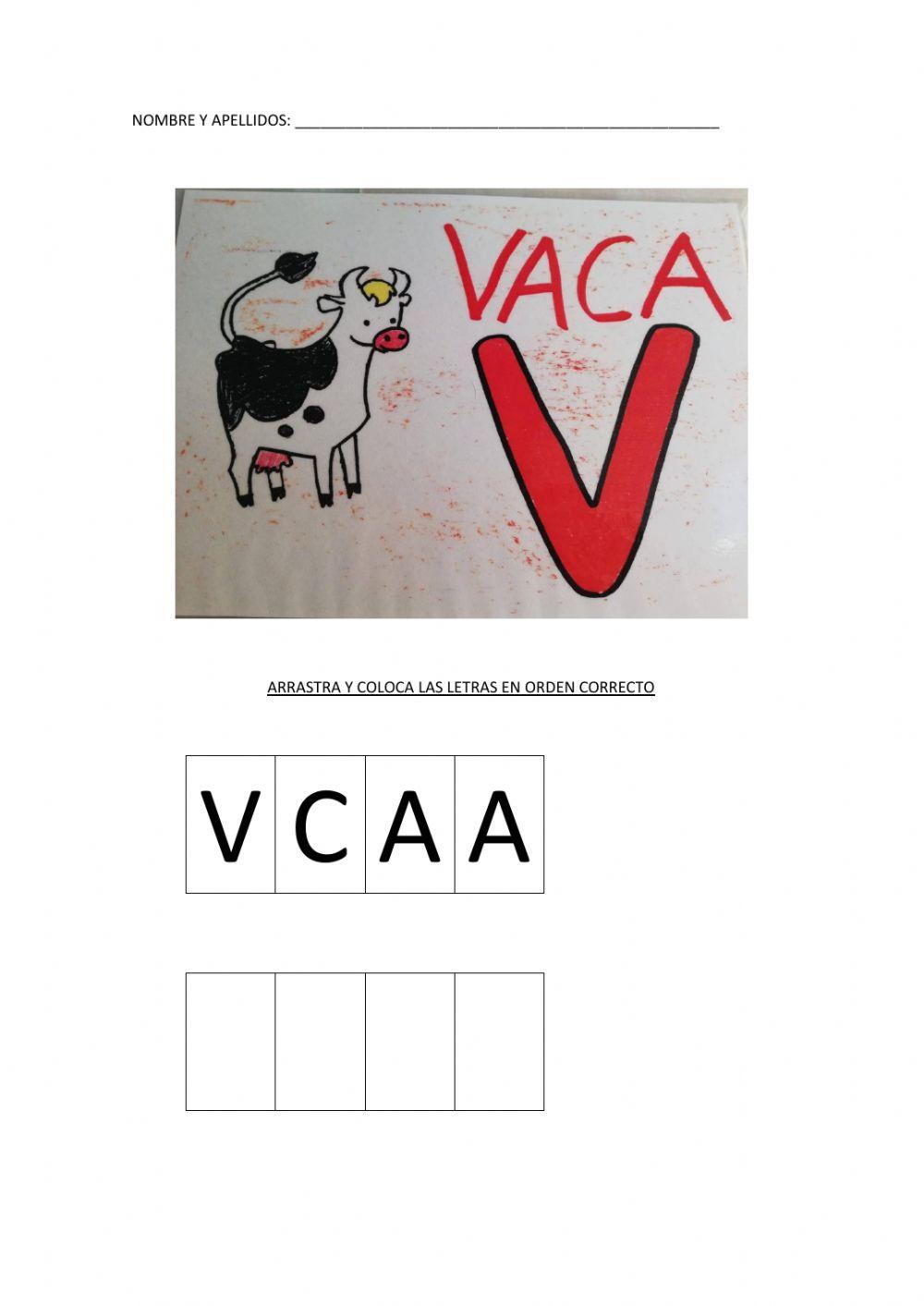 Letras vaca | Free Interactive Worksheets | 328173