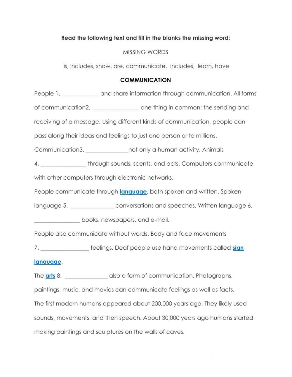 Communication online worksheet for Fifth Grade | Live Worksheets