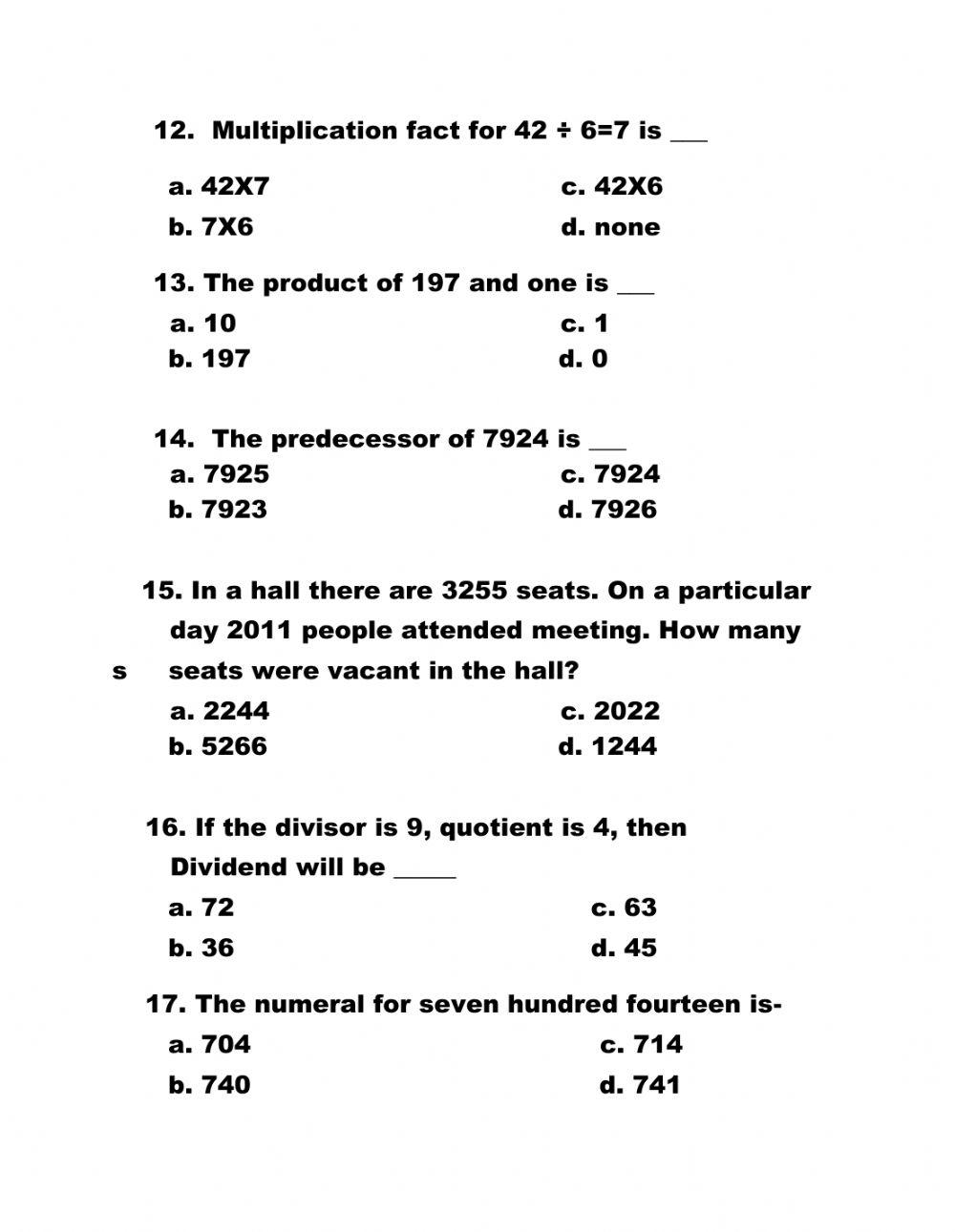 Aug- maths bee | Free Interactive Worksheets | 5944415