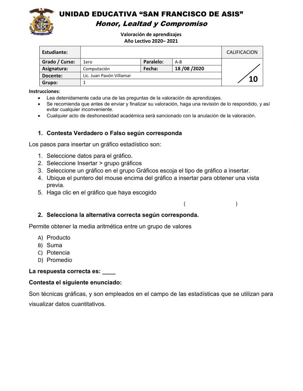 COMPUTACIÓN - 1… | Free Interactive Worksheets | 5944641