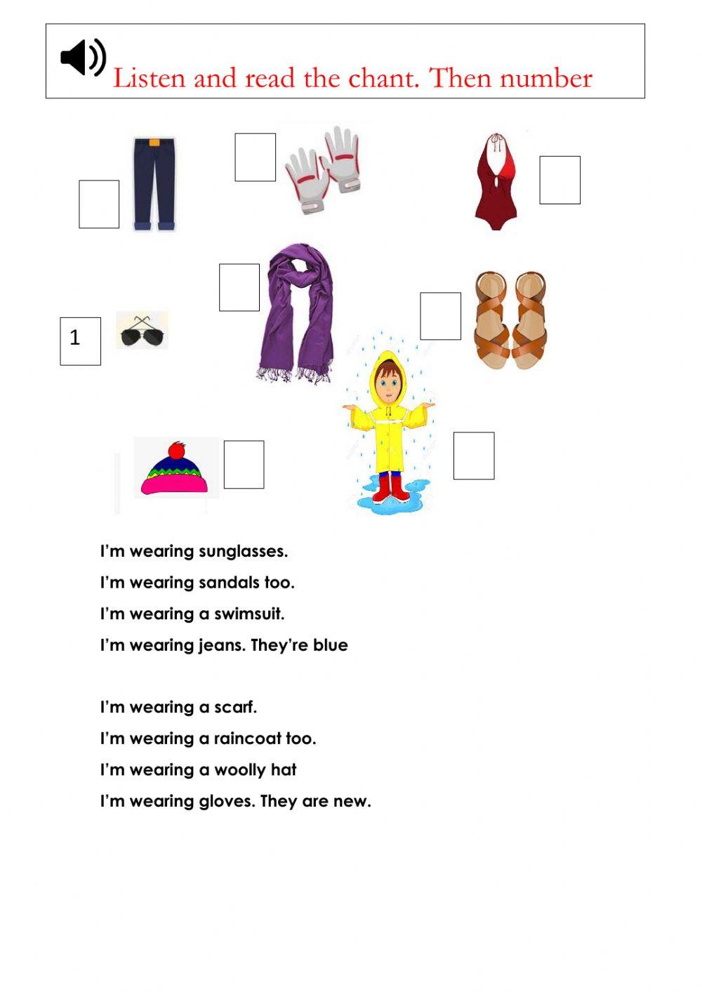 Chant: Clothes worksheet | Live Worksheets
