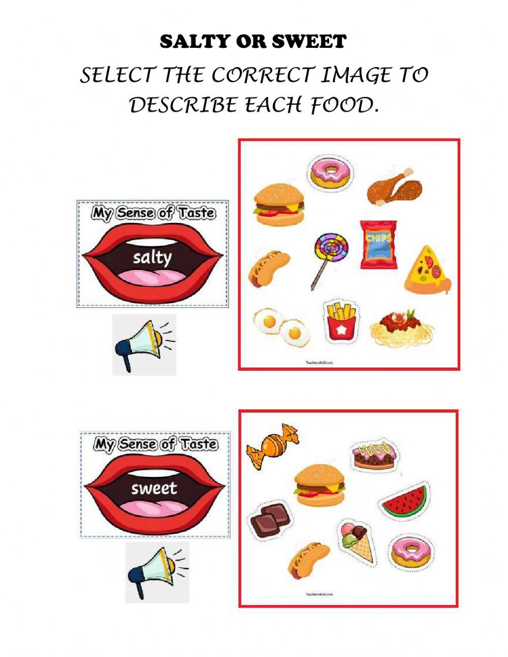 Sweet-salty food | Free Interactive Worksheets | 329051