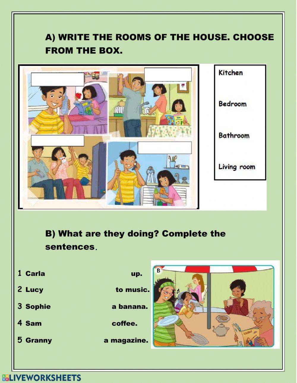Look, write and complete. worksheet | Live Worksheets