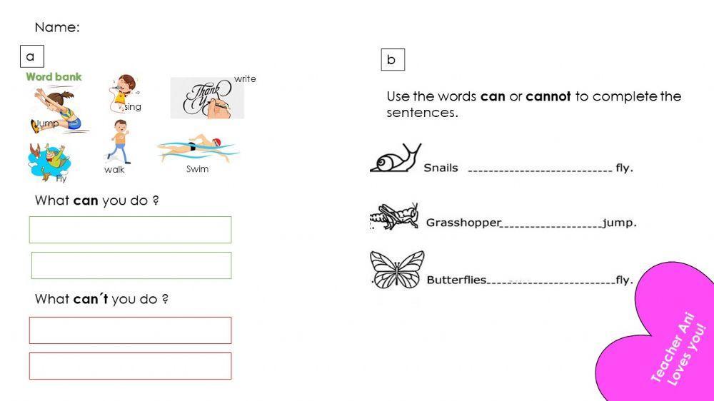 Can- cannot | Free Interactive Worksheets | 329311